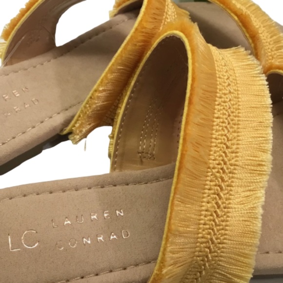 LC Lauren Conrad | Shoes | Lc Lauren Conrad Slide Sandals Yellow Fringe ...